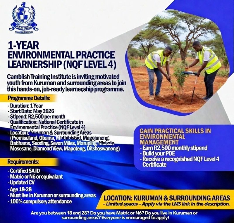 Camblish Training Institute Environmental Practice Learnership 2026 ...